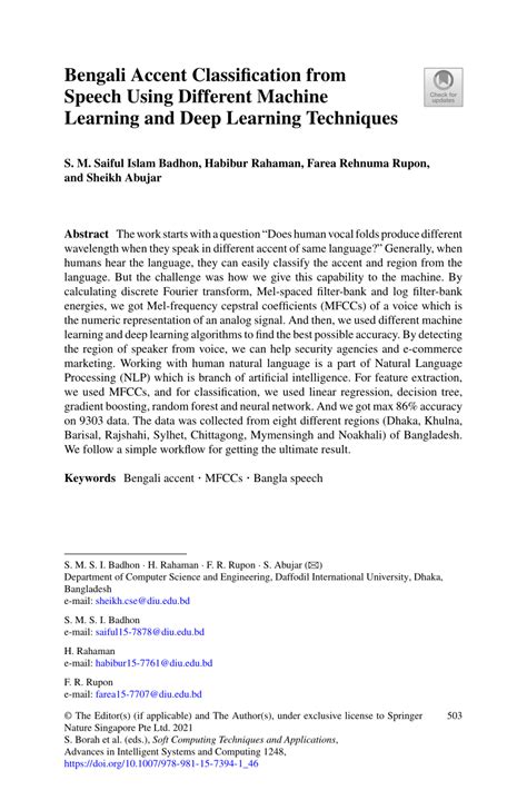 Pdf Bengali Accent Classification From Speech Using Different Machine Learning And Deep