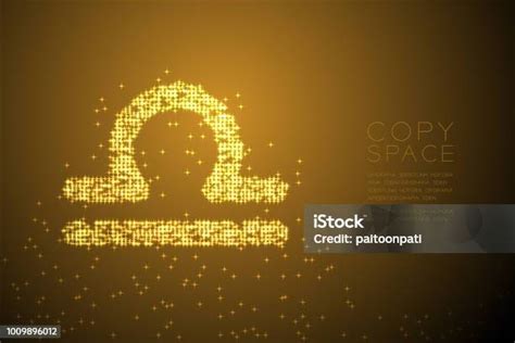 반짝 스타 패턴 천칭 자리 조디악 서명 모양 추상화 별자리 개념 디자인의 골드 컬러 일러스트 레이 션의 갈색 그라데이션 배경