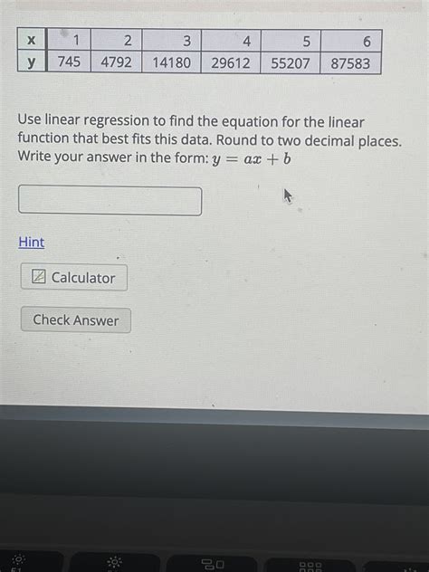 solved use linear regression to find the equation for the