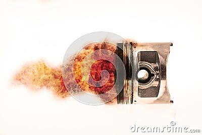 Fuel Burning On Top Of Engine Piston Burning Fire Flame On Engine