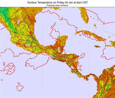 Nicaragua Surface Temperature On Sunday 21 Jun At 12pm Cst