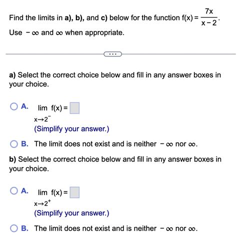 Solved Find The Limits In A B And C Below For The Chegg Com