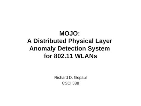Ppt Mojo A Distributed Physical Layer Anomaly Detection System For 80211 Wlans Dokumentips