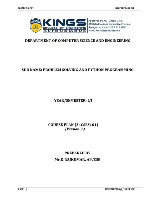 Problem Solving With Python Course Plan Pdf Python Programming