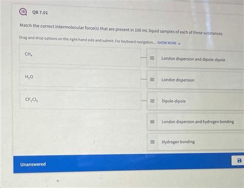 Solved Qb 7 01 Match The Correct Intermolecular Force S