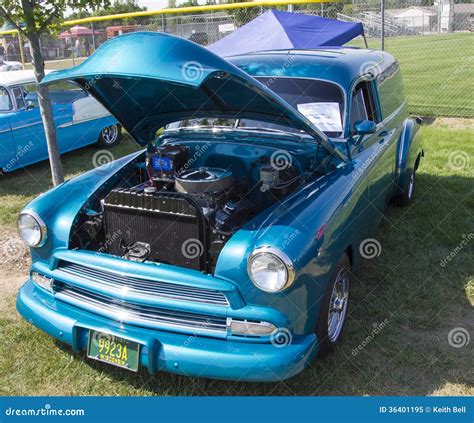 1952 Blue Chevy Delivery Sedan Front View Editorial Image Image Of