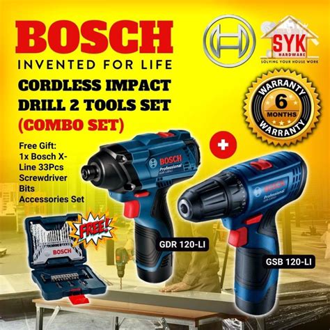 Syk Bosch Combo Set Gsb 120 Li Cordless Impact Drill Gdr120 Li Cordless Drill Driver 2 Tools