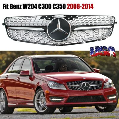Chrome Black Front Bumper Grille Wstar For Mercedes W204 C300 C350