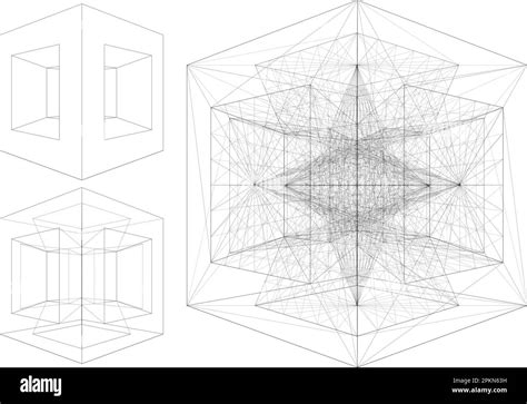 Box And Six Pyramids Subtraction Vector Cube Subtraction With Pyramids