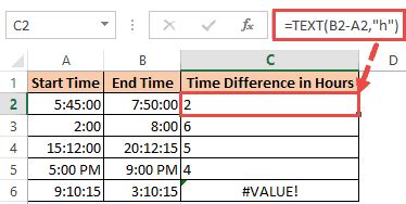 How To Calculate Hours Between Two Times In Excel