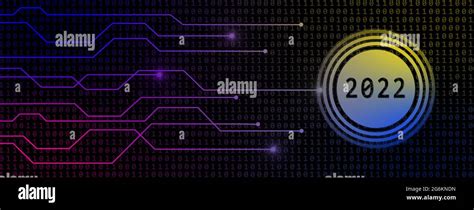 New Year 2022 Digits On Button Beside Information Connecting Lines On