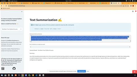 Text Summarization Streamlit App Demo Youtube