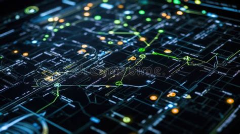 Cyber Security System Analyzing Data Flow On Futuristic Touchscreen