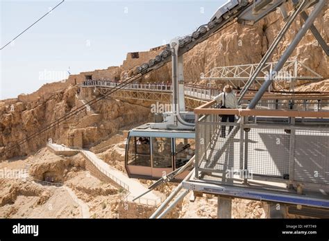 Masada Israel April 7 2016 People Use Cable Car To Explore Ancient