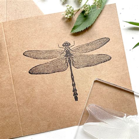 Dragonfly Rubber Stamp Botanical Botanical Dragonfly Etsy Uk