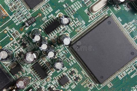 Dirty Electronic Circuit Board Transistor Microchips Stock Photo Image Of Industry Green