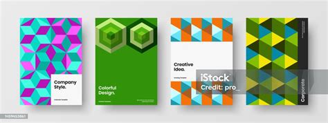 깨끗한 모자이크 모양 포스터 일러스트 번들 원래 표지 A4 벡터 디자인 템플릿 컬렉션입니다 0명에 대한 스톡 벡터 아트 및 기타
