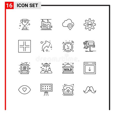 16 Thematic Vector Outlines And Editable Symbols Of Signs Arrows Pin