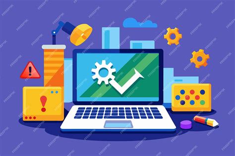 Premium Vector Laptop Showing Check Mark Laptop Troubleshooting Concept Under Constuction Eror