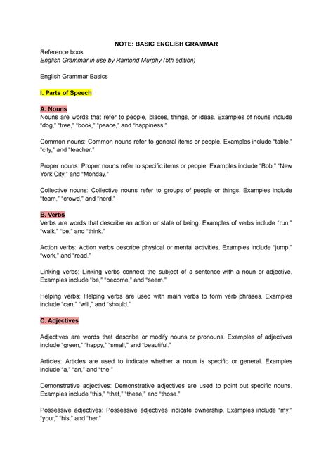 Note English Grammar In Use Basic Note Basic English Grammar Reference Book English