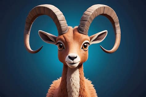 Super Cute Ibex In The Style Of Pixar Cartoon Generative Ai Premium Ai Generated Image