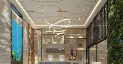 고급 호텔 로비 입구 리셉션의 3d 렌더링 사진 Unsplash의 실내 이미지