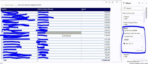 spend filter working at a visual level filter but microsoft
