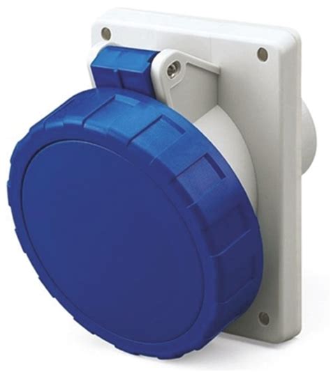 418 3263 Scame Scame Ip66 Ip67 Blue Panel Mount 2p E Heavy Duty Power Connector Socket