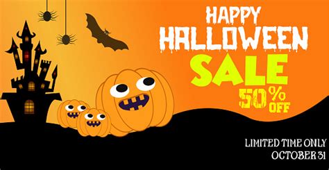 할로윈 판매 프로모션 포스터 템플릿 할로윈 귀여운 호박과 성 검은 박쥐 거미 무시 무시한 실루엣 배경 가을에 대한 스톡 벡터 아트 및 기타 이미지 Istock