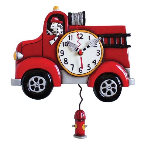 Allen Designs Adp1306 Big Red Firetruck Pendulum Wall Clock 1125