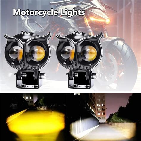 Faro De Motocicleta De Búho Foco Led Bicolor Amarillo Y Blanco