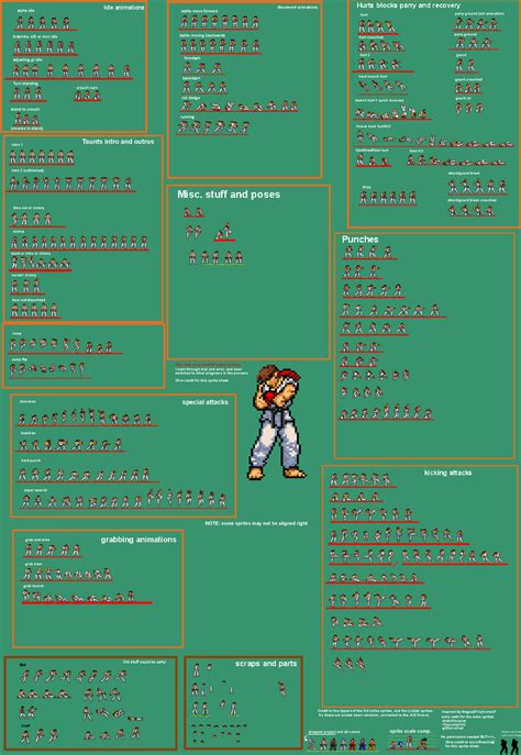 Organized Version Ryu Jus Sprite Sheet By Xfiremhdev On Deviantart