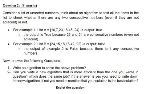 Solved Question 2 8 Marks Consider A List Of Unsorted