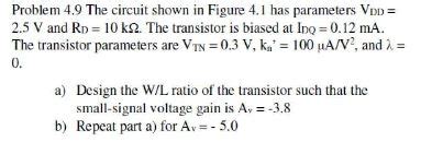 Solved Rp Vos Figure NMOS Common Source Circuit With Chegg Com