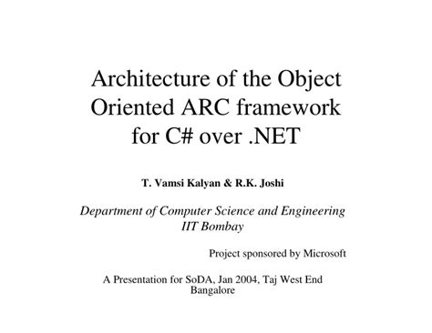 Ppt Architecture Of The Object Oriented Arc Framework For C Over