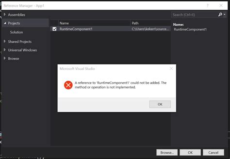 Unable To Add C WinRT Runtime Component To UWP C Application Issue