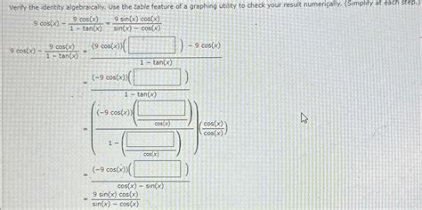 solved verify the identity algebraically use the table