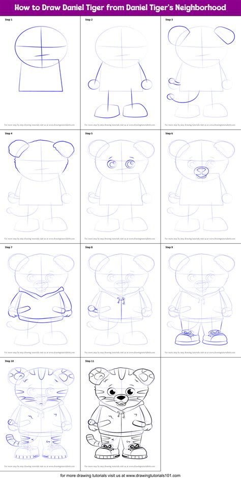 How To Draw Daniel Tiger From Daniel Tigers Neighborhood Daniel Tigers Neighborhood Step By
