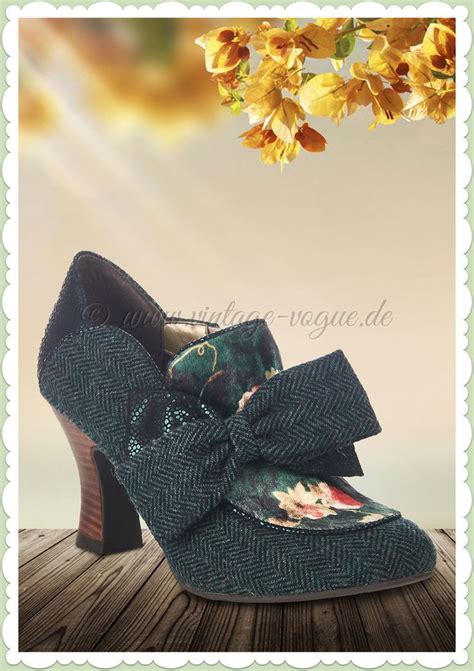 Ruby Shoo 60er Jahre Vintage Schuhe Tweed Pumps Astrid Dunkel Grün Vintage Schuhe Vintage