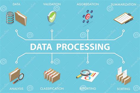 3d Isometric Flat Vector Illustration Of Data Processing Stock Vector Illustration Of