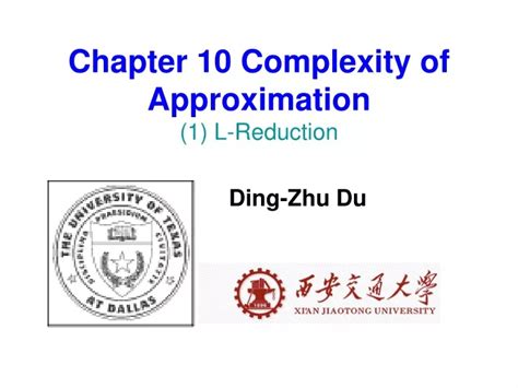 Ppt Chapter 10 Complexity Of Approximation 1 L Reduction Powerpoint