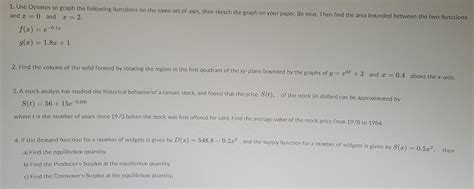 Solved 1 Use Desmos To Graph The Following Functions On The
