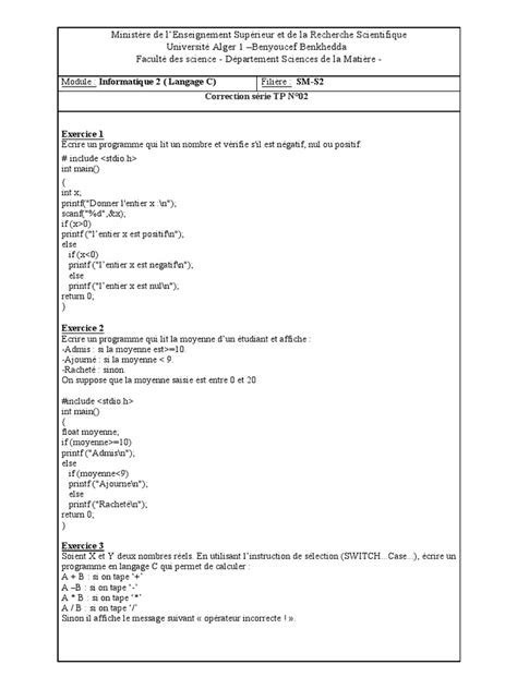 Tp 2 Correction Pdf Informatique Programmation Informatique