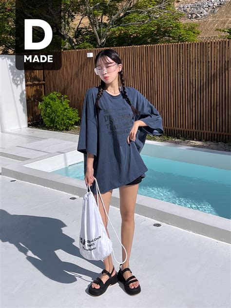 당당걸 Made 빅사이즈 55 100 댓츠 피그먼트 빈티지 프린팅 오버핏 박시 남녀공용 반팔 티셔츠