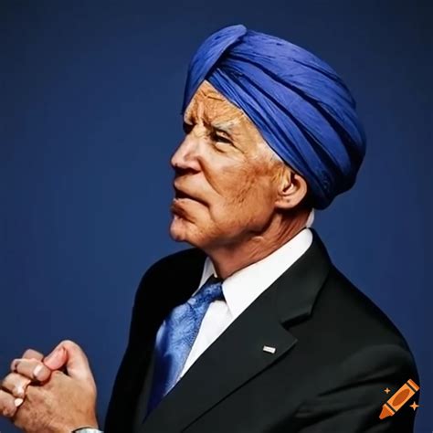 Satirical Illustration Of Joe Biden Wearing A Turban And Beard On Craiyon