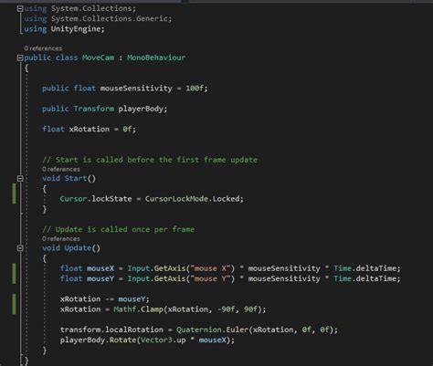 So I Am Trying To Get The Camera To Work For A Fps But In Unity It Say