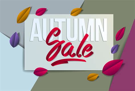 레터링 포스터 카드 배너 템플릿 플라이어가을 판매 광고 디자인 나뭇잎 벡터 현대적인 스타일 만화 종이 3d 일러스트 컷을을 0명에 대한 스톡 벡터 아트 및 기타 이미지