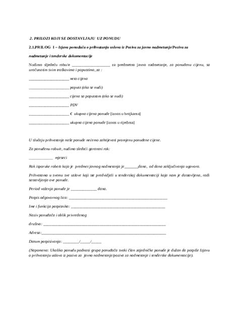 Obrazac Ponude Viral Doc Template Pdffiller
