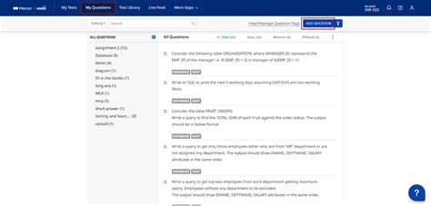 How To Create A Database Query Question Via Mercer Mettl Ui
