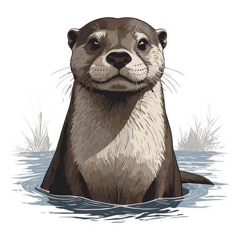 Видра сидящая в водной векторной иллюстрации Премиум Ai сгенерированный вектор